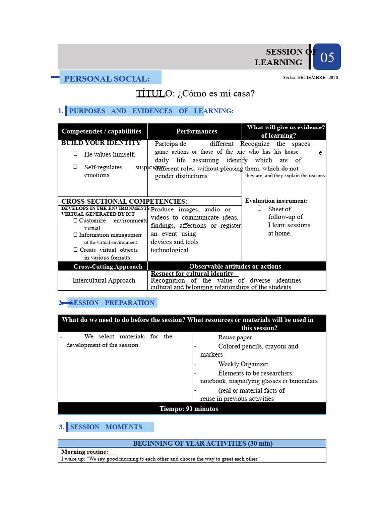 SESSION 05 - 5 YEARS - WHAT MY HOUSE IS LIKE | PDF | Learning | Educational Technology