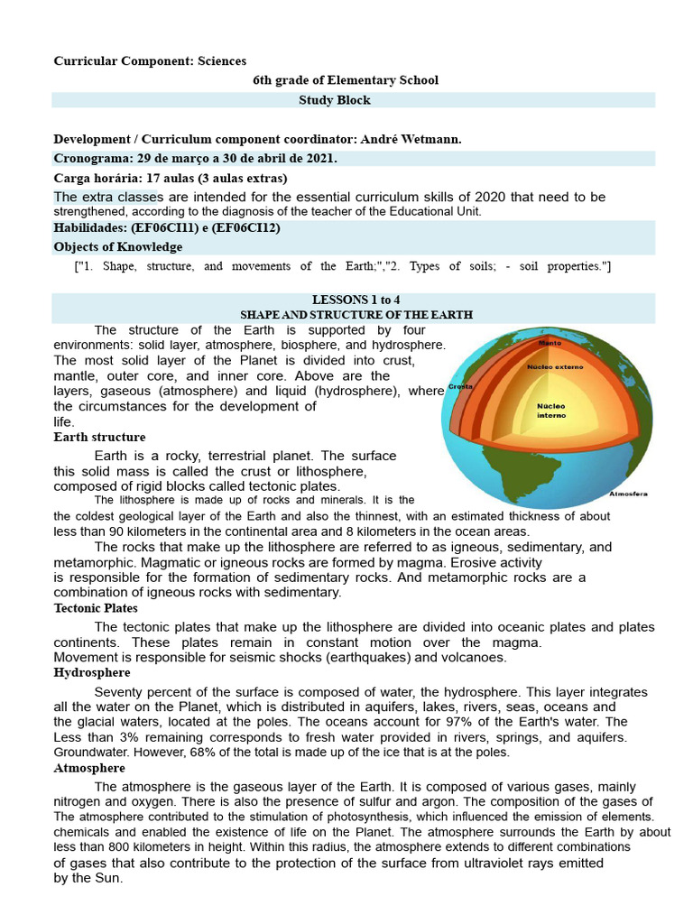 6th Grade - Study Block and AMA - Sciences - Ref 2 April - Home School ...