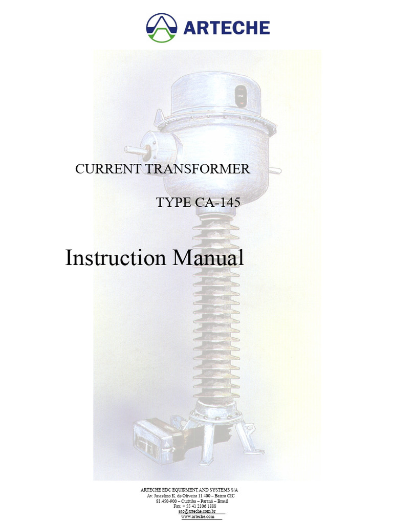 CA-145 Current Transformer Manual | PDF | Transformer | Crane (Machine)