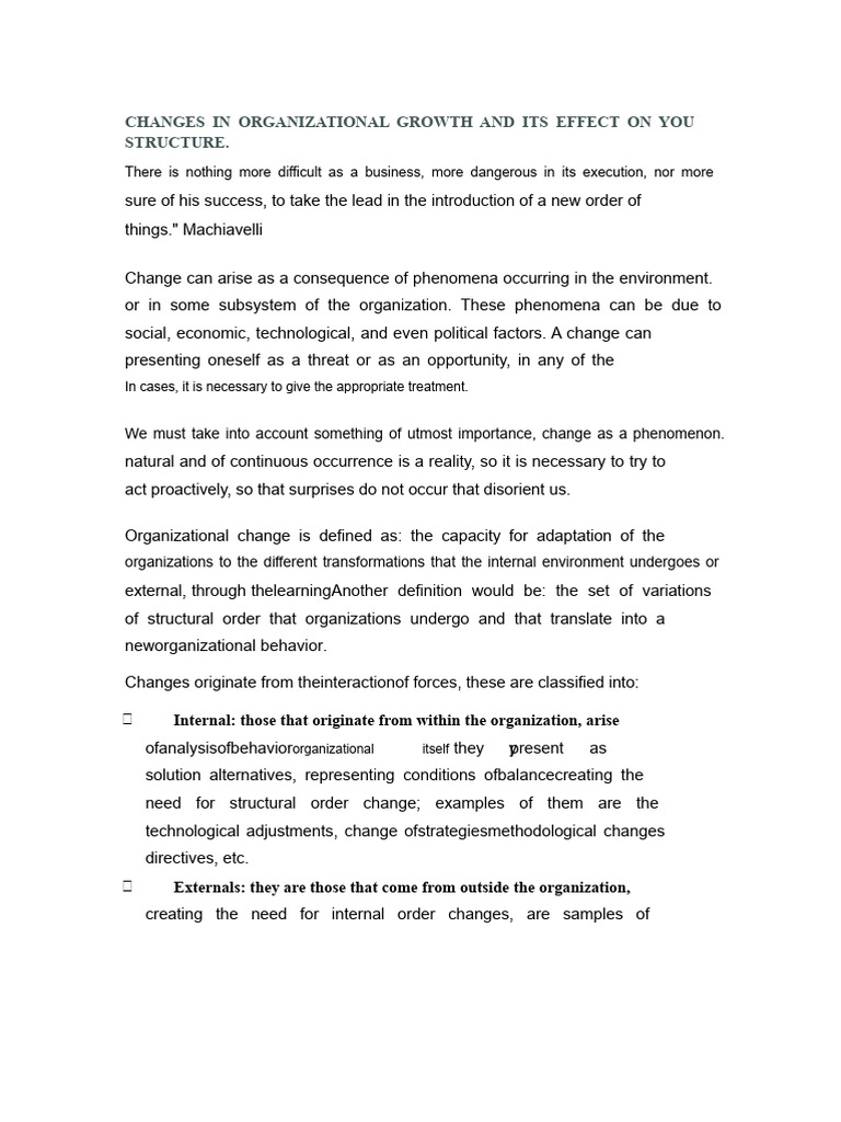 Changes in Organizational Growth and Their Effect On Its Structure ...