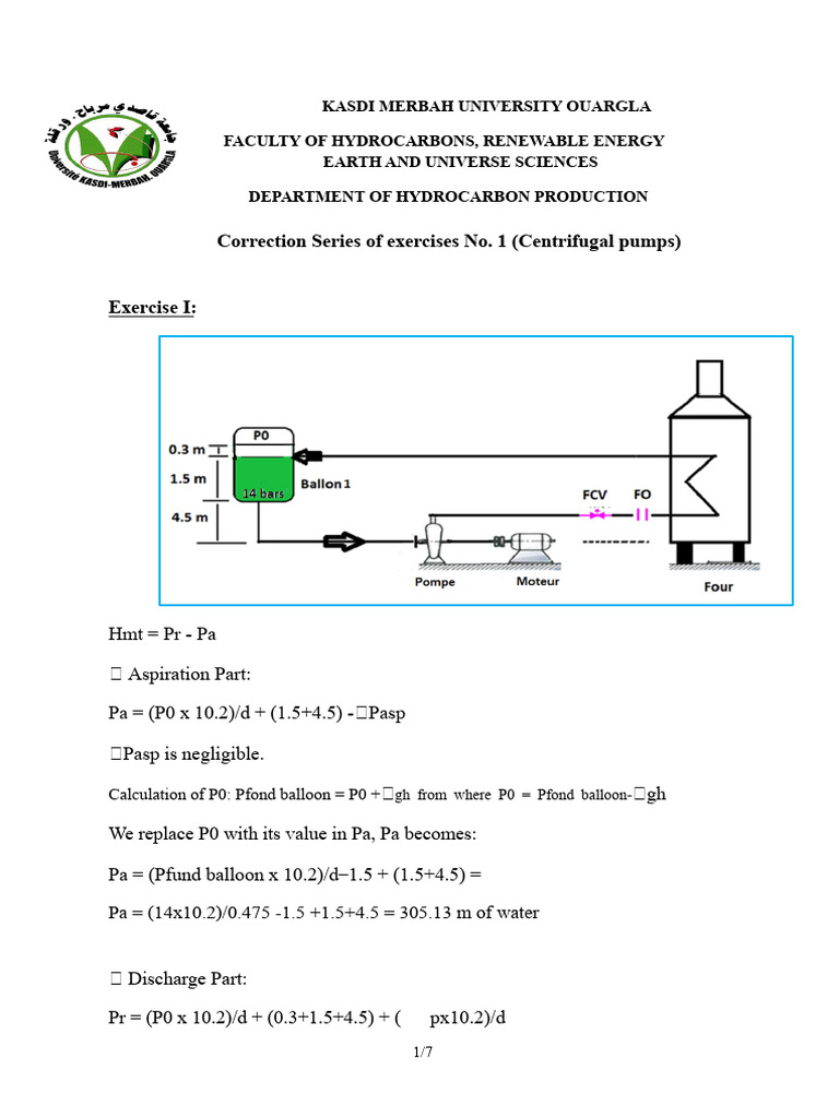 Correction Series No. 1 Exercises On Pumps and Compressors | PDF ...