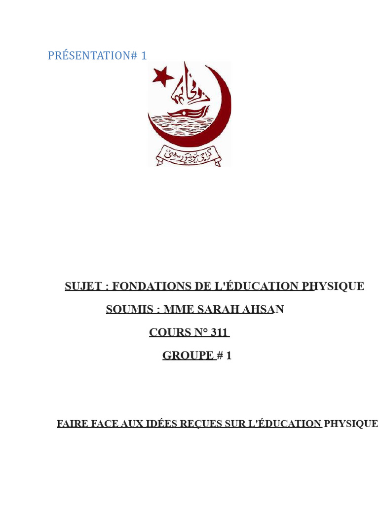 Éducation Physique : Démystification des Idées Reçues | PDF | Des ...