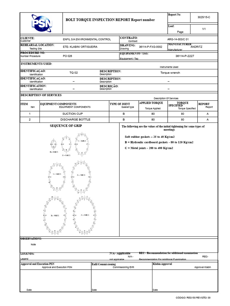 REG150 Torque Report On Bolts | PDF | Mechanical Engineering