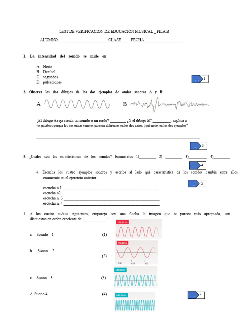 Test de Verificación de Educación Musical | PDF | Sonido | Mecanica clasica