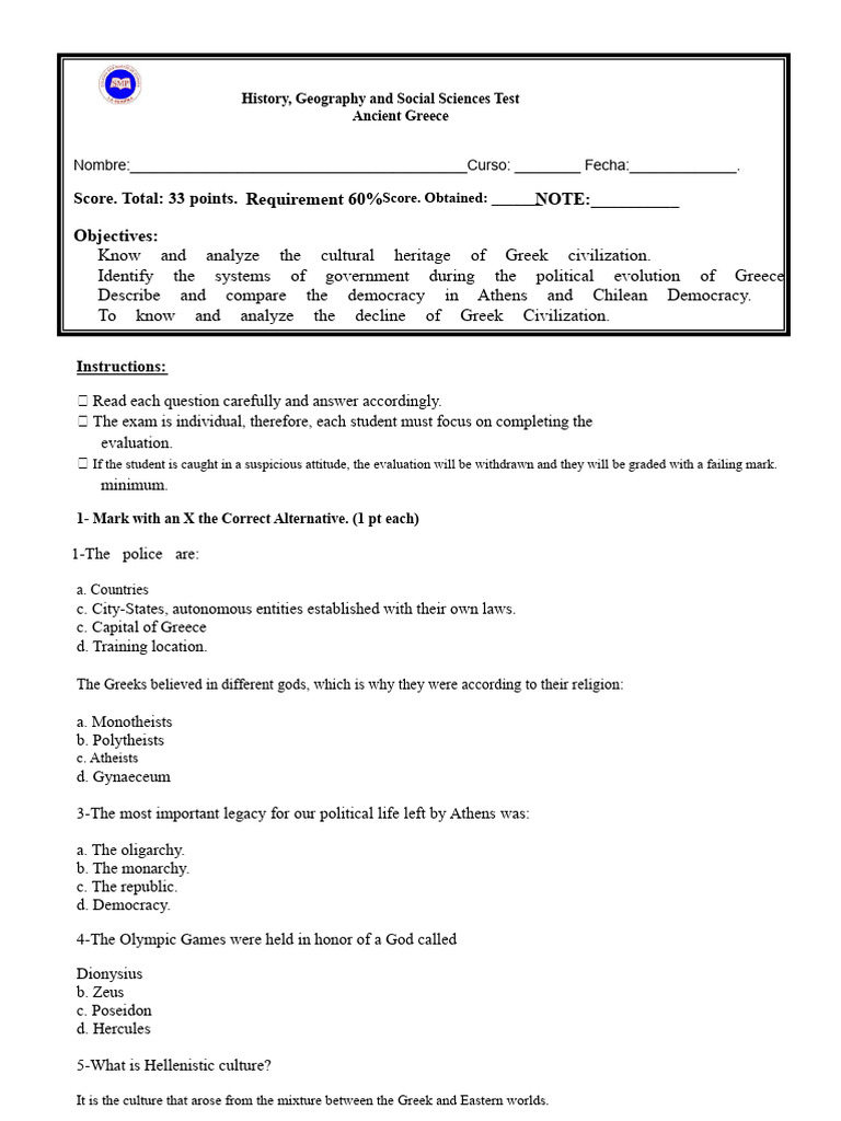 Assessment of Ancient Greece | PDF | Ancient Greece | Democracy