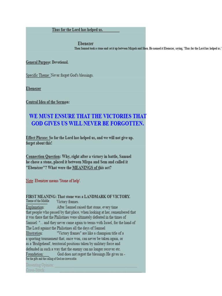 Remembering God's Help: Ebenezer Insights | PDF | Samuel | Religious ...