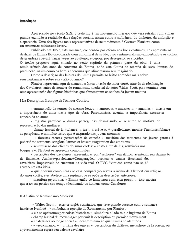 SRA. BOVARY PARTE I CAPÍTULO 6 | PDF | Gustave Flaubert | Romantismo