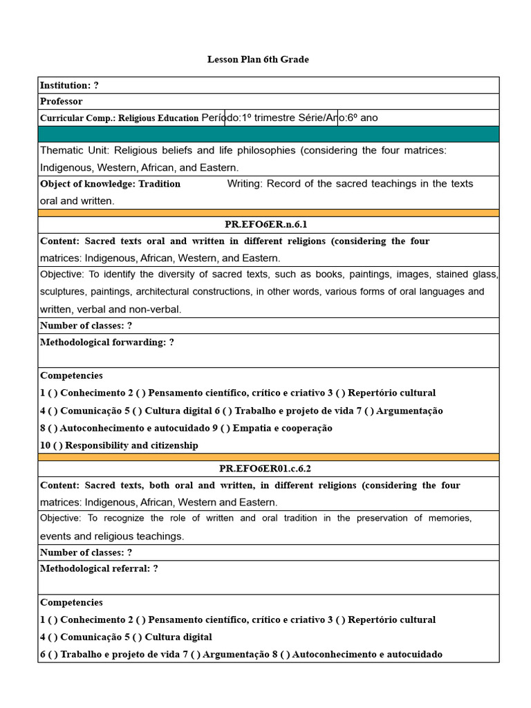 Lesson Plan RELIGIOUS EDUCATION 1st and 2nd trimester | PDF | Rituals ...
