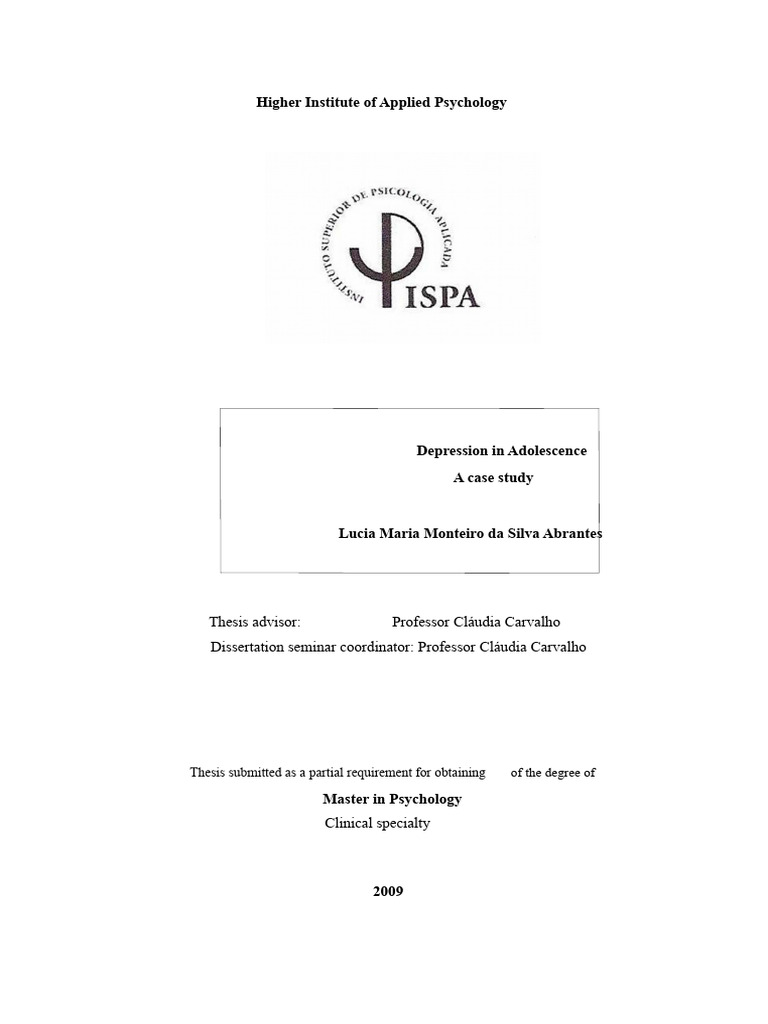 Adolescent Depression: A Case Study Analysis | PDF | Adolescence ...
