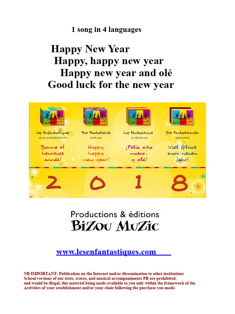 1 Song - 4 Languages - HAPPY AND PROSPEROUS NEW YEAR | PDF