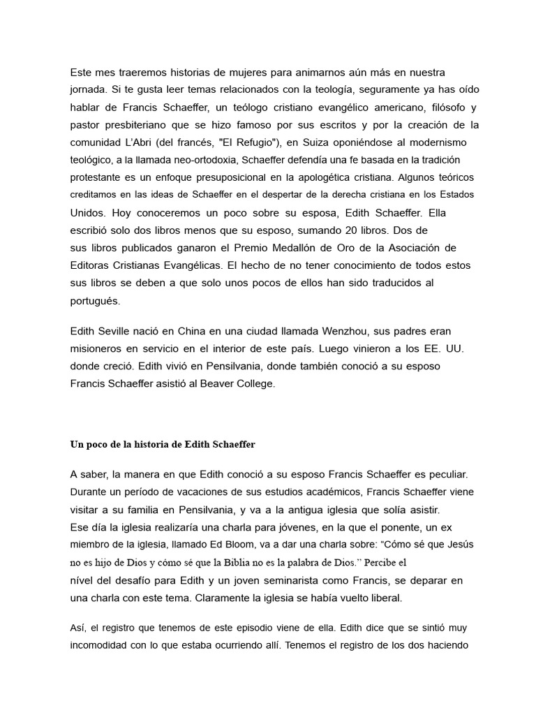 Edith Schaeffer - Fhop | PDF | Evangélico
