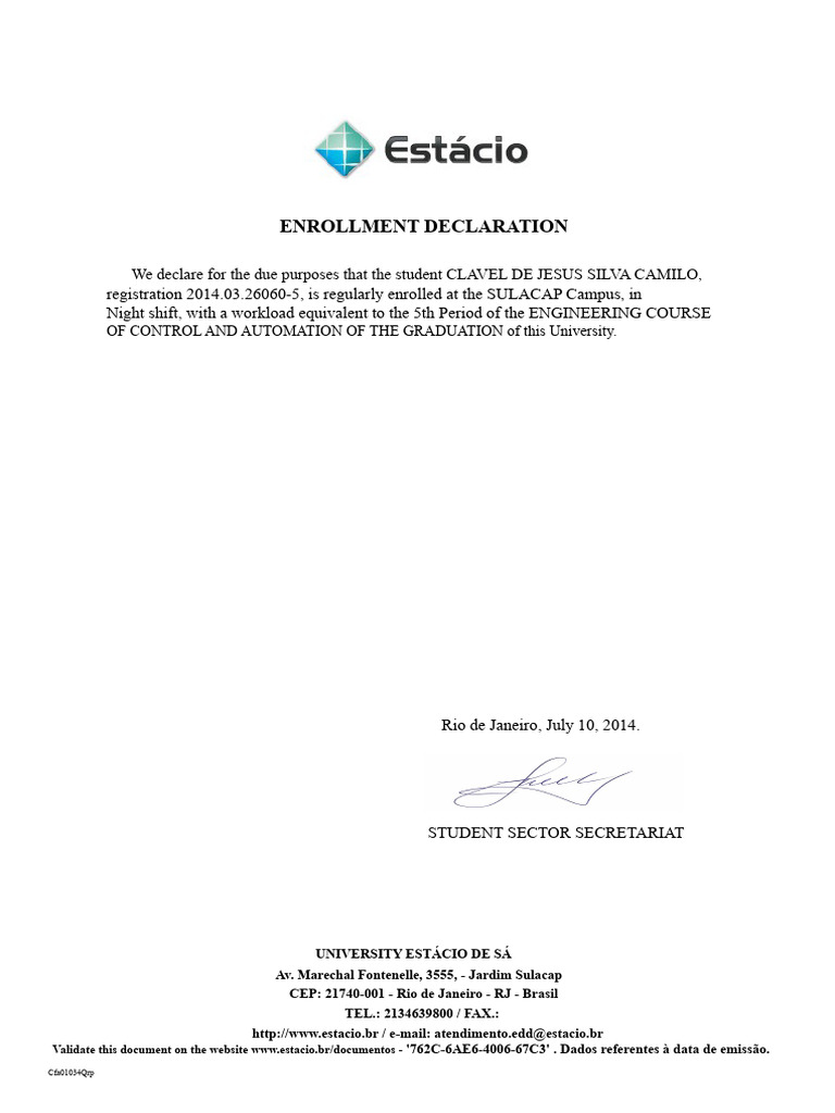 DECLARATION OF ENROLLMENT | PDF