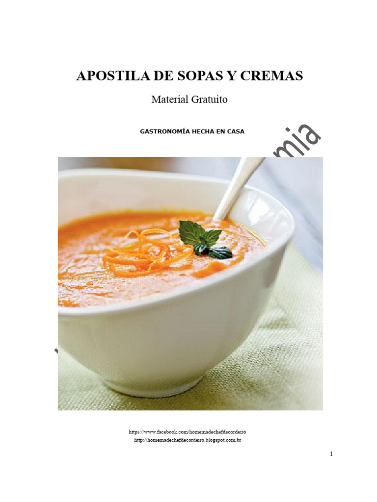 Recetas de Sopas y Cremas Caseras | PDF | Sopa | Caldo