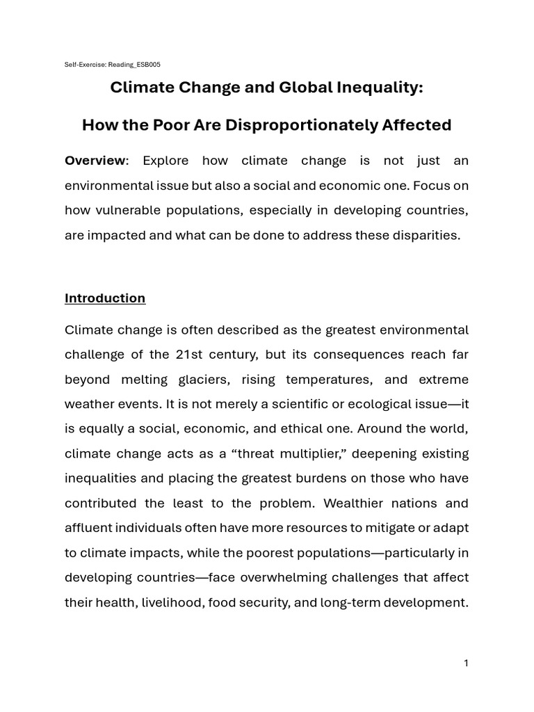 Climate Change and Global Inequality, How The Poor Are ...