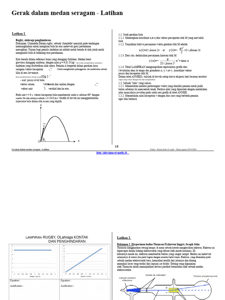 Bab 4 - Gerakan - Medan Seragam - Latihan | PDF
