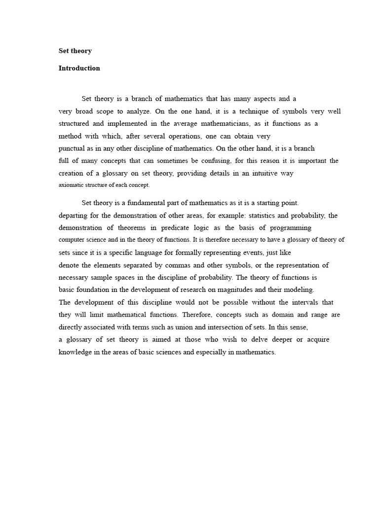 Glossary of Set Theory with Introduction.docx | PDF | Set (Mathematics ...