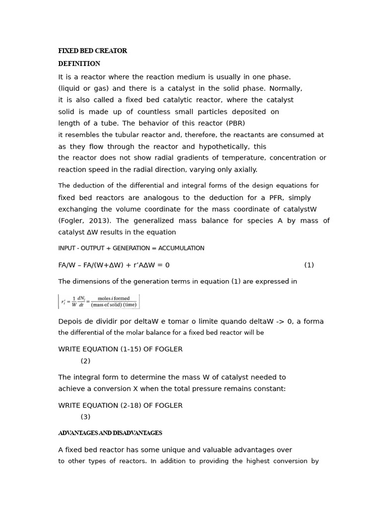 Fixed Bed Reactor PDF | PDF | Chemical Reactor | Heat Transfer