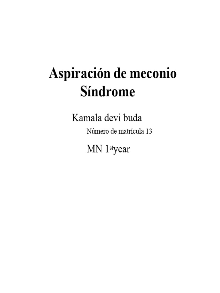 Síndrome de Aspiración de Meconio: Guía Completa | PDF | Especialidades ...
