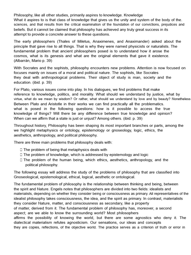 Key Problems in Philosophy Explained | PDF | Knowledge | Metaphysics