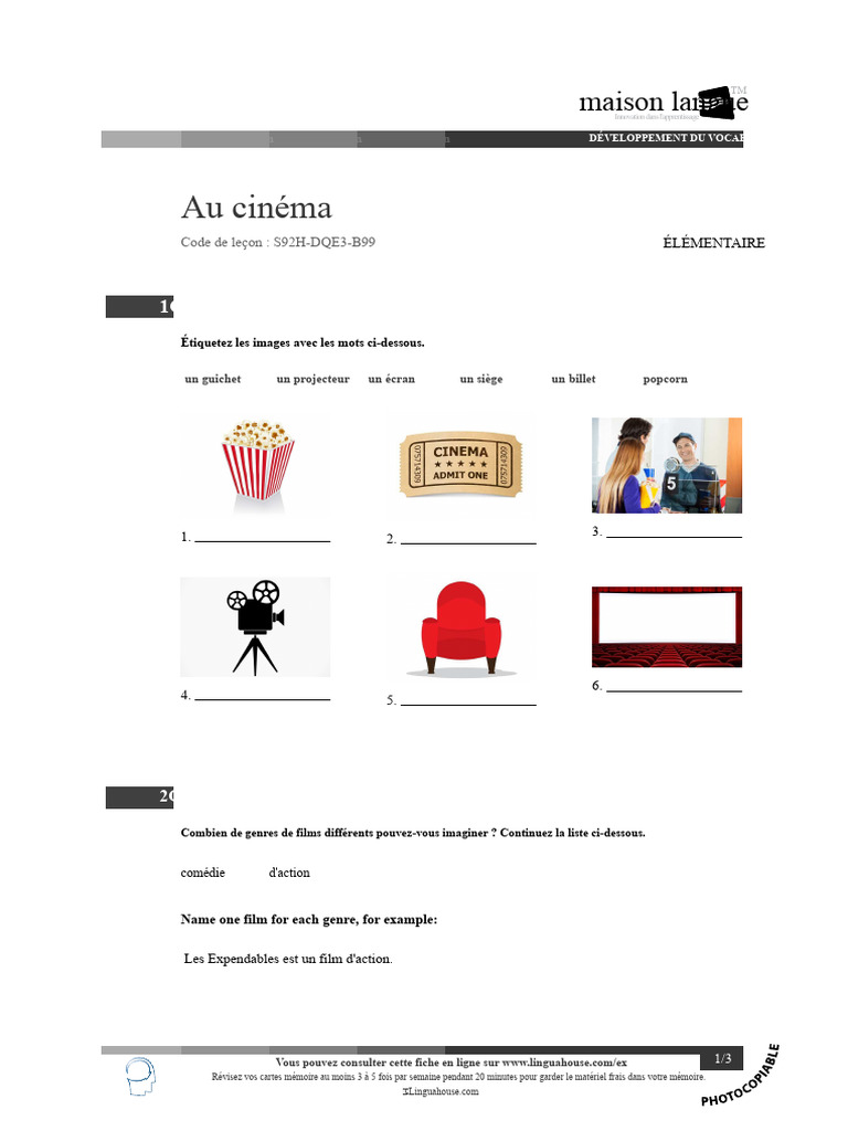 Vocabulaire du cinéma pour débutants | PDF | Cinématographie