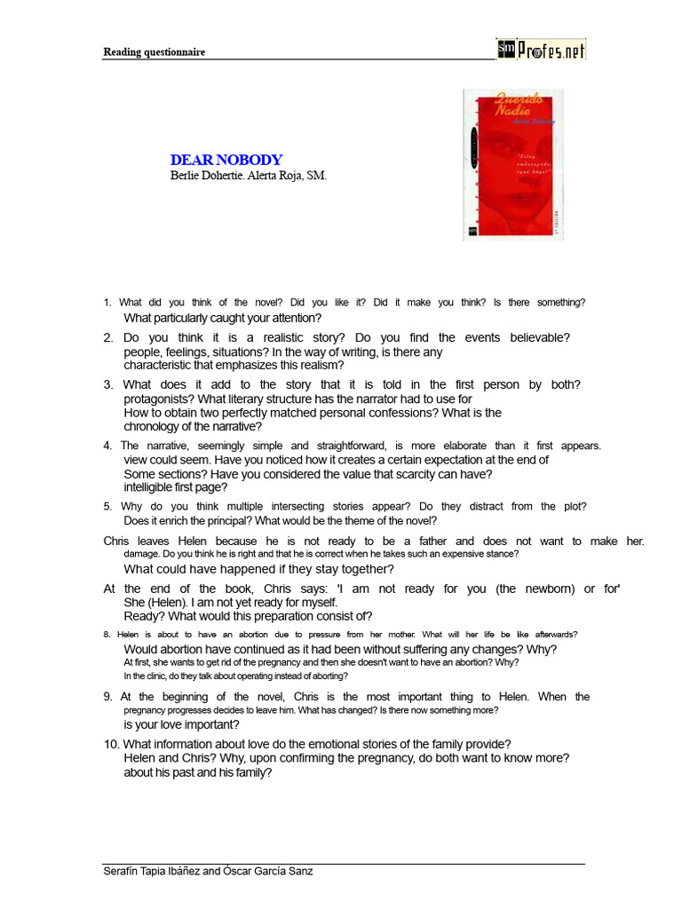 Dear_Nobody | PDF | Narrative