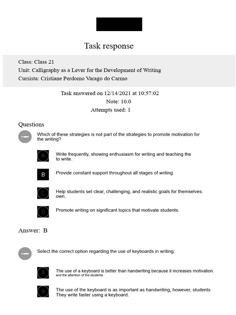 Response-questionnaire-30. Quiz The Calligraphy As a Lever for the ...