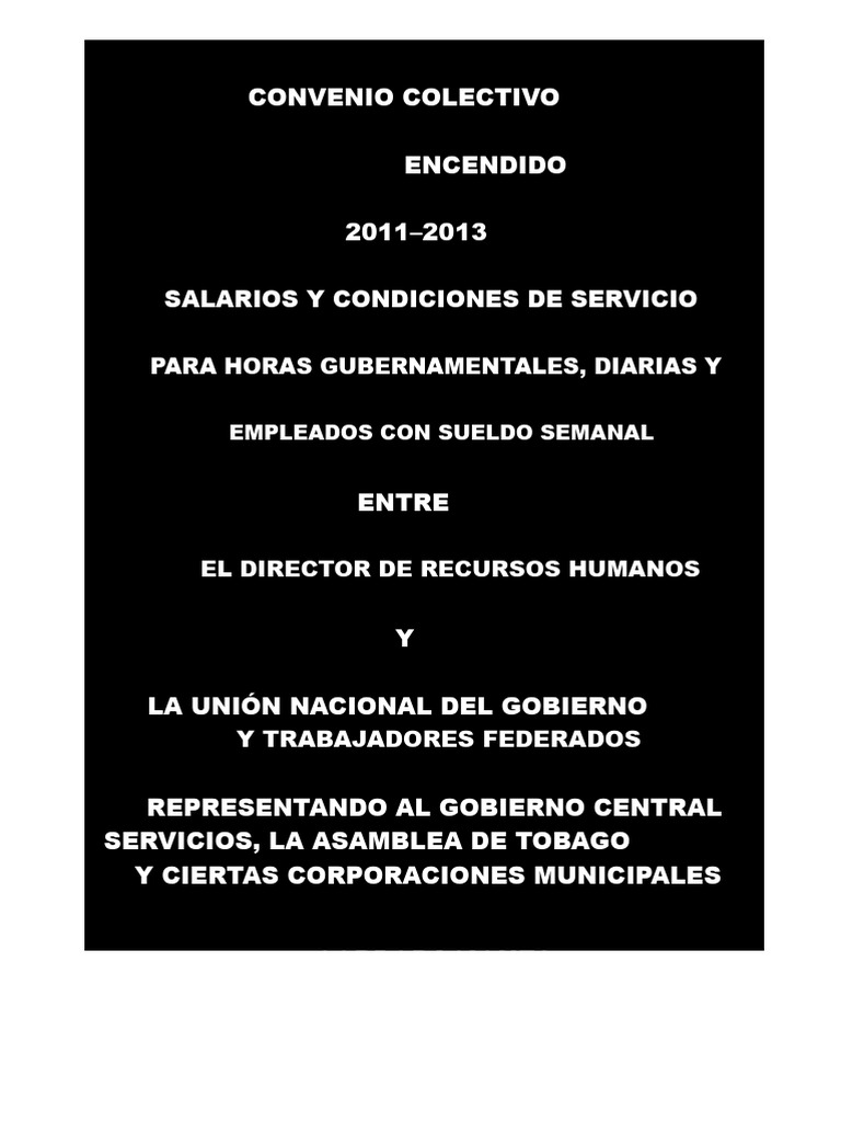 Convenio Colectivo Entre el Jefe de Recursos Humanos y el Sindicato Nacional de Trabajadores del ...
