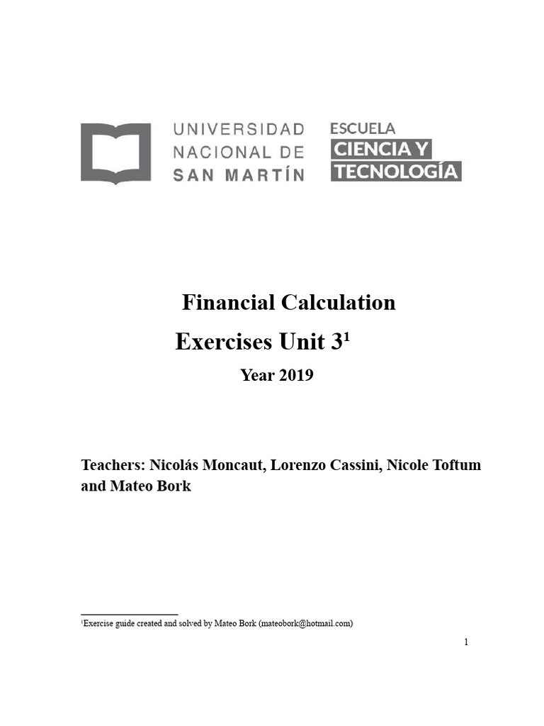 Solved exercises of Financial Calculus.docx | PDF | Discounting | Interest