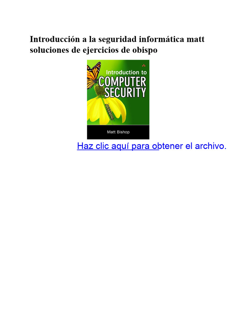 Soluciones de seguridad informática Matt Bishop | PDF | La seguridad ...