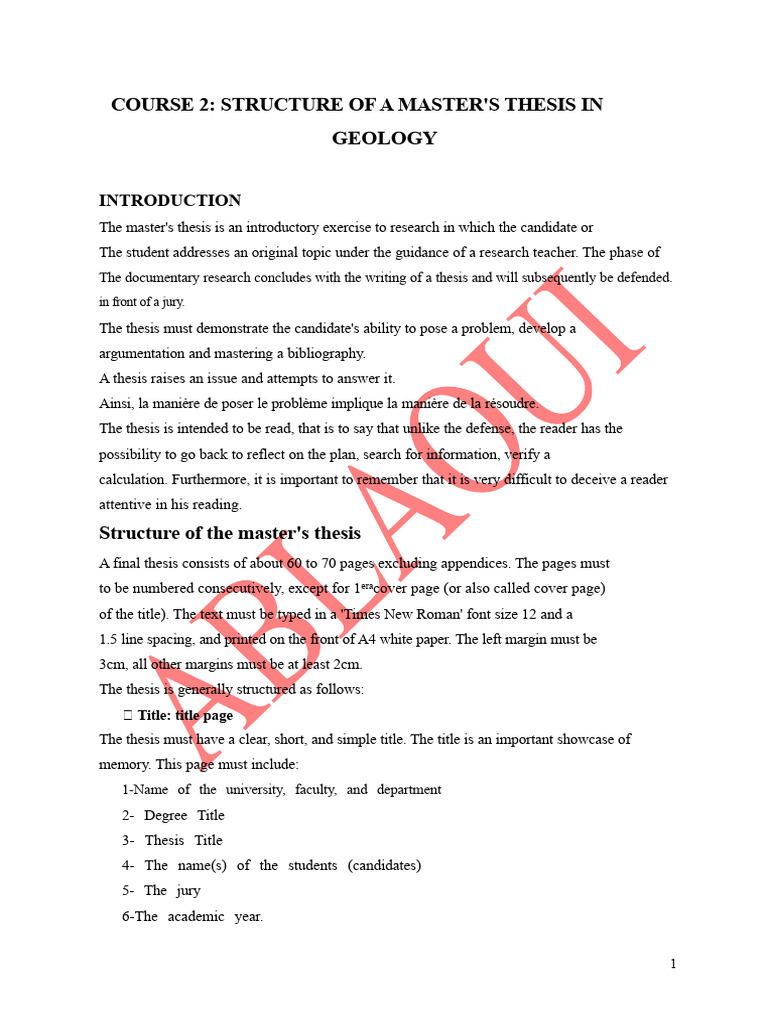 Structure of The Master's Thesis | PDF | Thesis