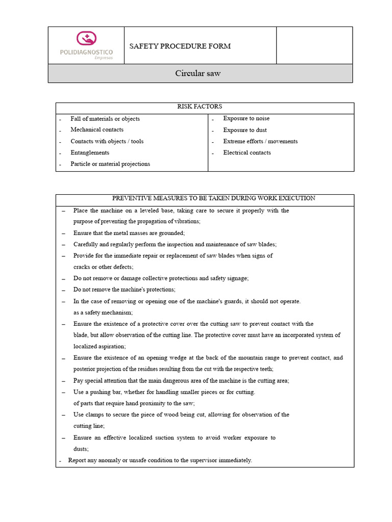 Circular Saw Safety Procedures Guide | PDF | Personal Protective Equipment | Machines