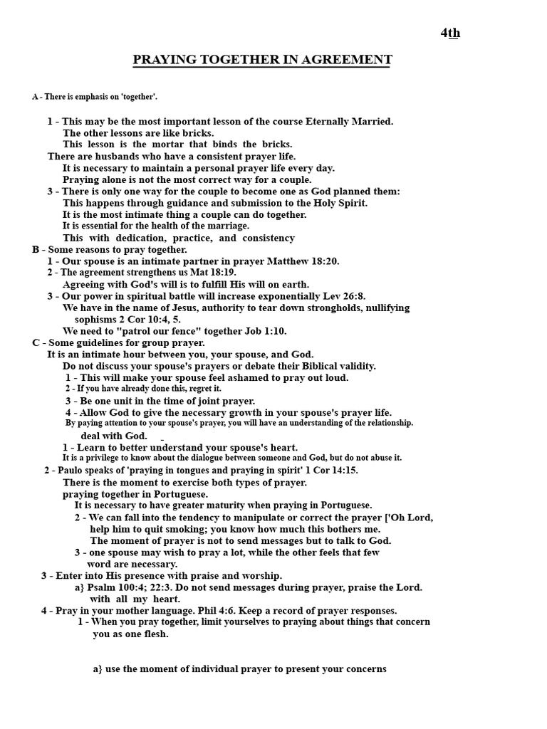 4 Praying Together in Agreement | PDF | Prayer | God