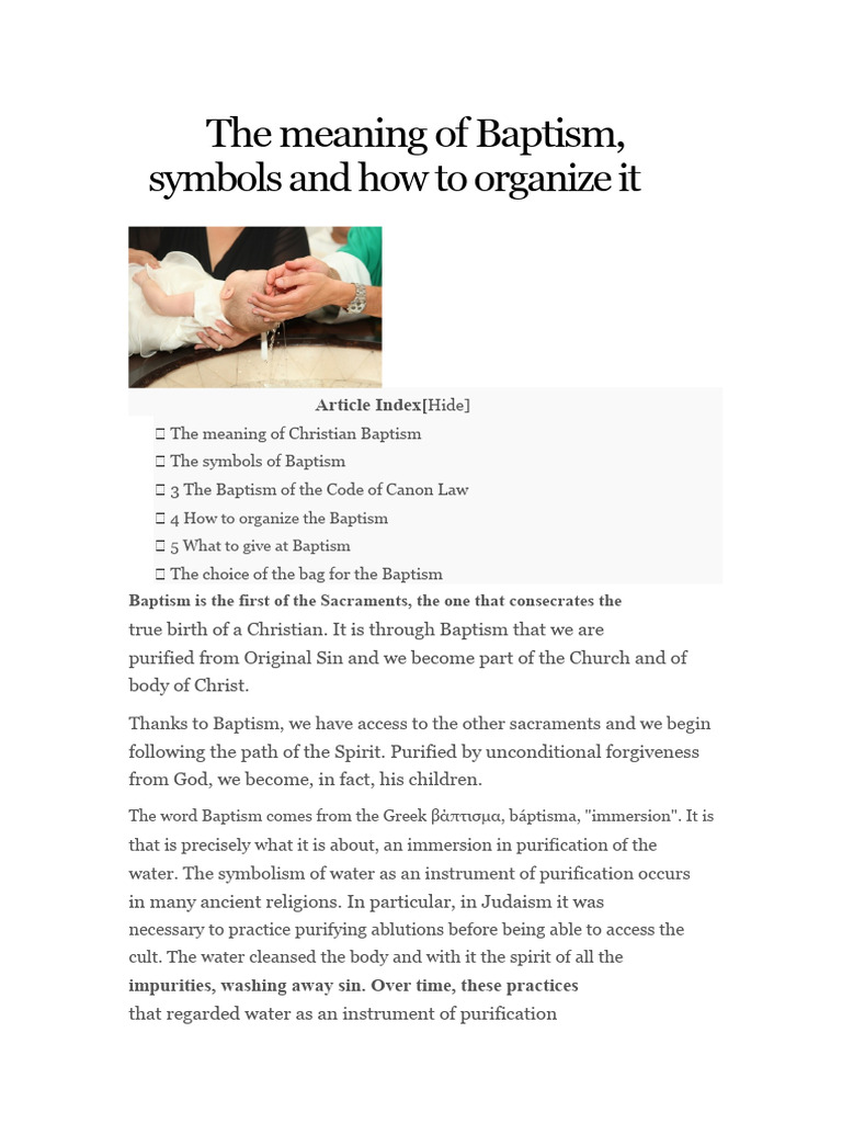 The Meaning of Baptism | PDF | Baptism | Confirmation