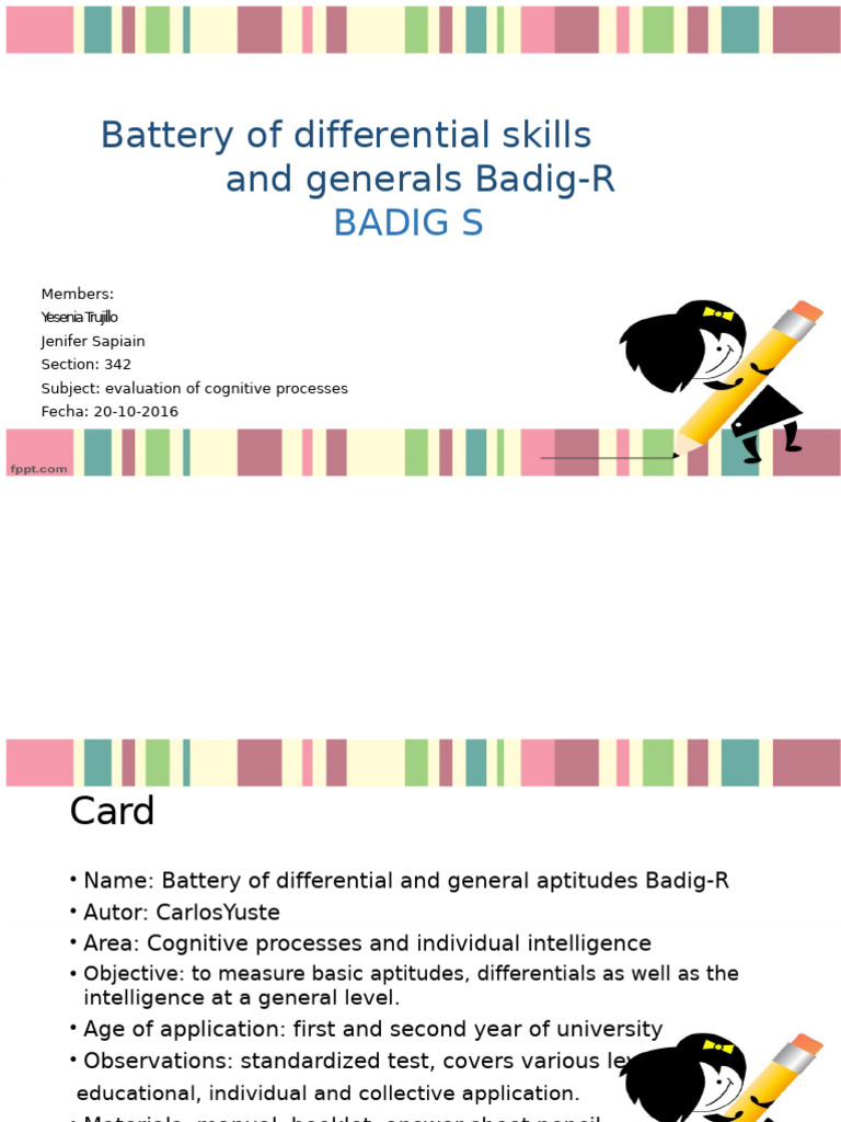 Differential and General Aptitude Battery Badig R | PDF | Intelligence ...