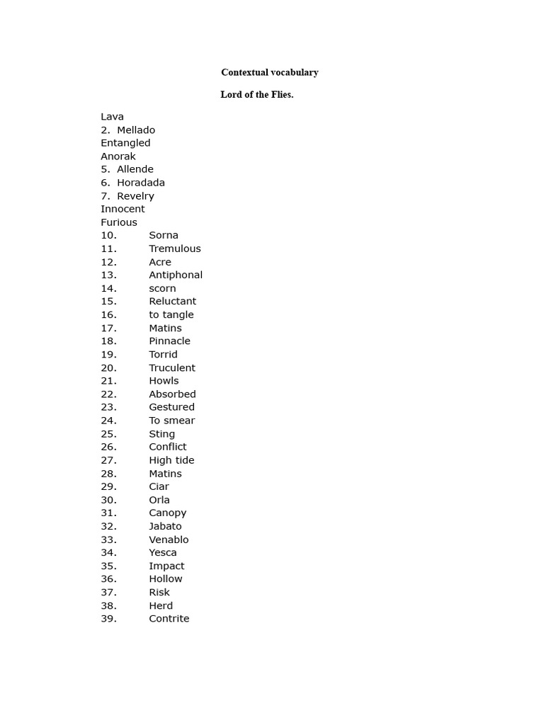 Contextual Vocabulary for Literature Study | PDF