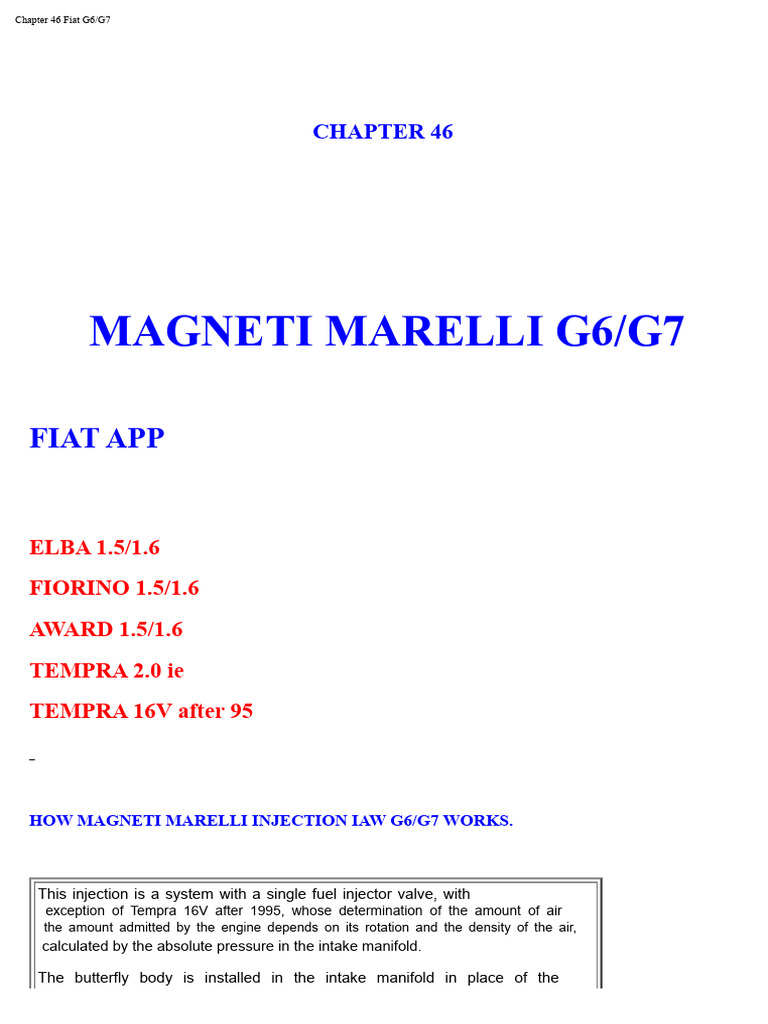Magneti Marelli IAW G6-G7 Injection Scheme | PDF | Fuel Injection ...