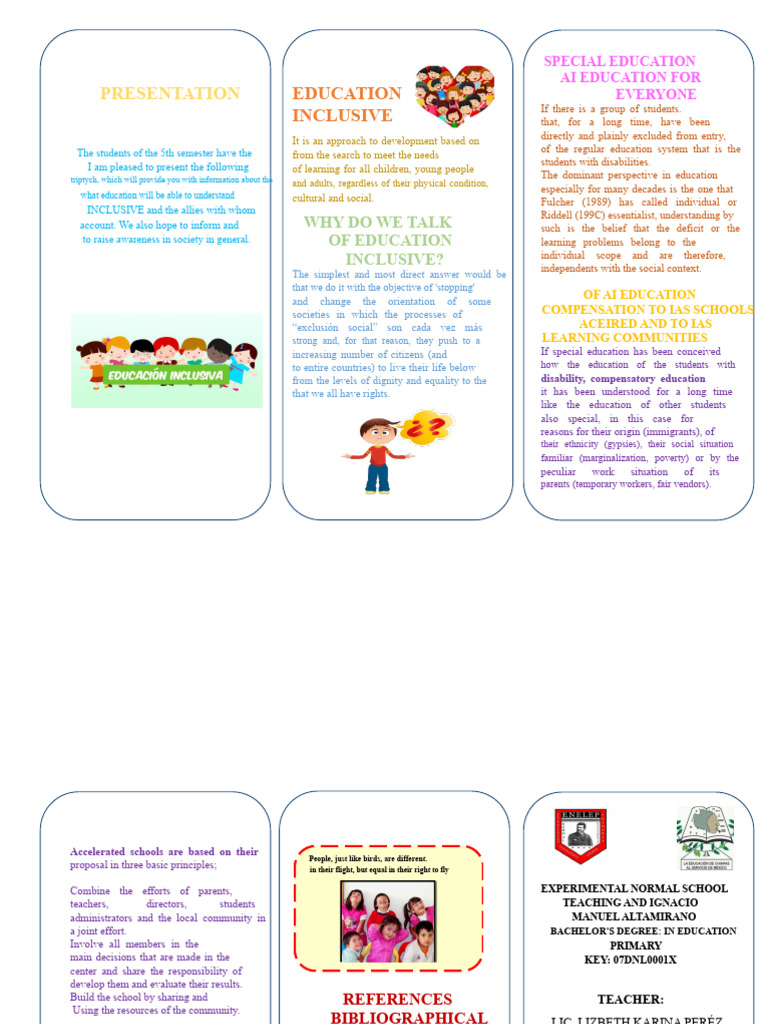 Triptic On Inclusive Education | PDF | Learning | Liberal Arts Education