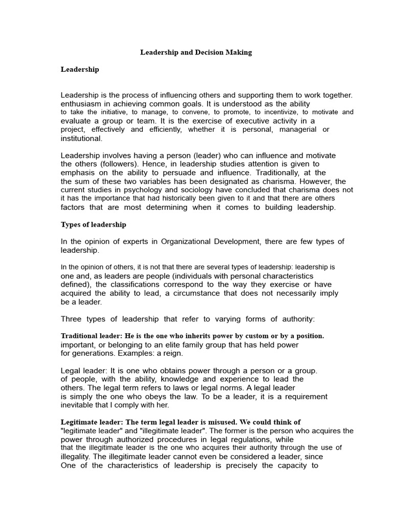 Leadership and Decision Making | PDF | Leadership | Decision Making