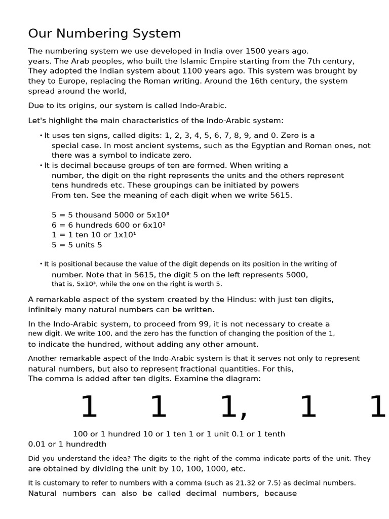 Our numbering system | PDF | Decimal | Numbers