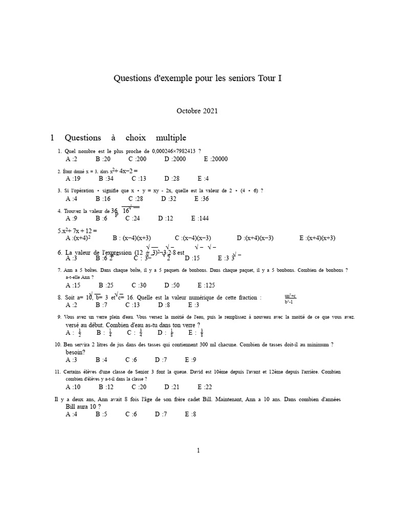 Questions de mathématiques pour seniors | PDF | Échecs | Théorie (échecs)