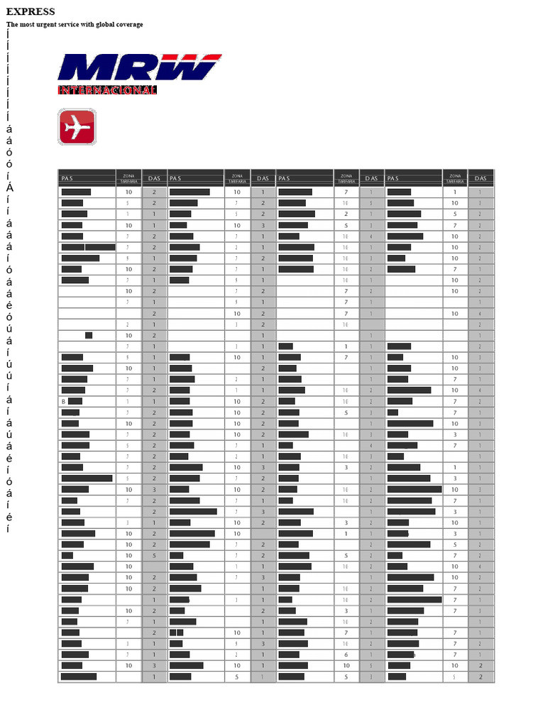 MRW International Rate | PDF
