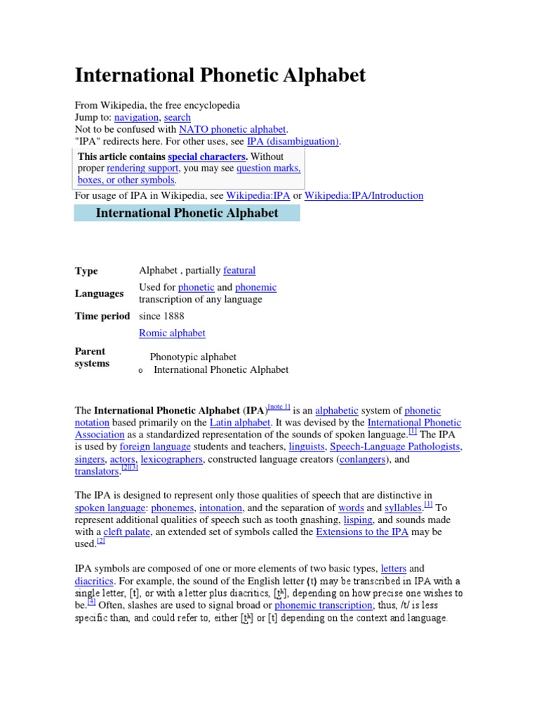 Overview of the International Phonetic Alphabet | PDF | Human Throat ...