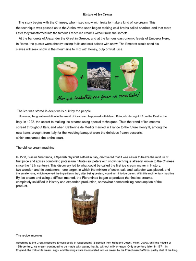 History of Ice Cream | PDF | Ice Cream | Milk