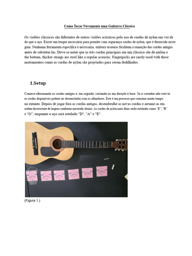 Como Trocar as Cordas de um Violão Clássico | PDF | Guitarras | Instrumentos de corda