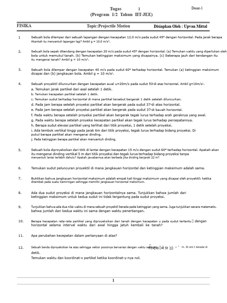 Analisis Gerak Proyektil dalam Fisika | PDF