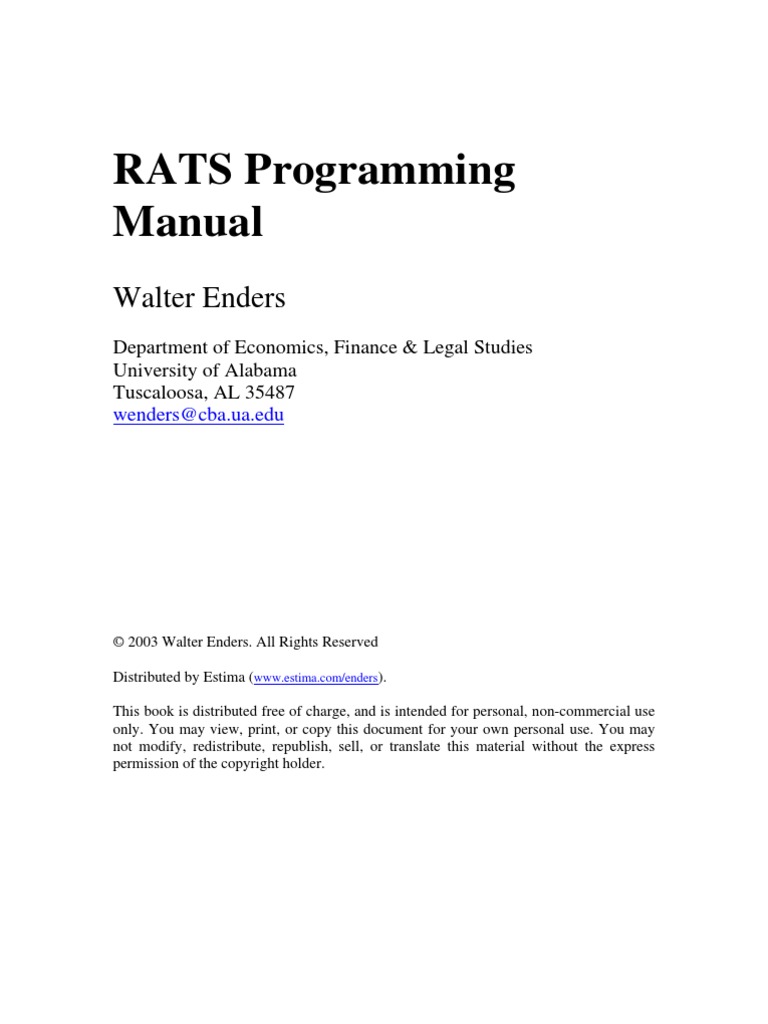 RATS Programming Manual W Enders | PDF | Autocorrelation | Errors And ...