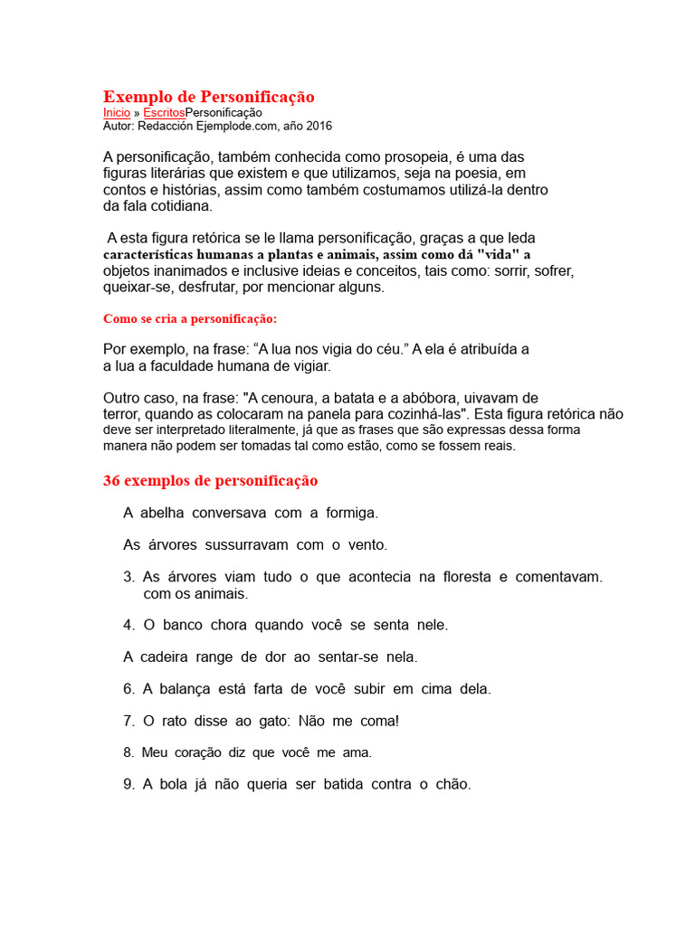 Exemplo de Personificação | PDF