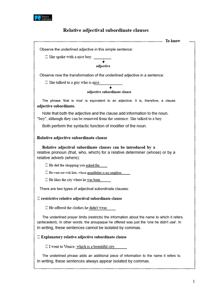 Understanding Relative Adjectival Clauses | PDF | Adjective | Clause