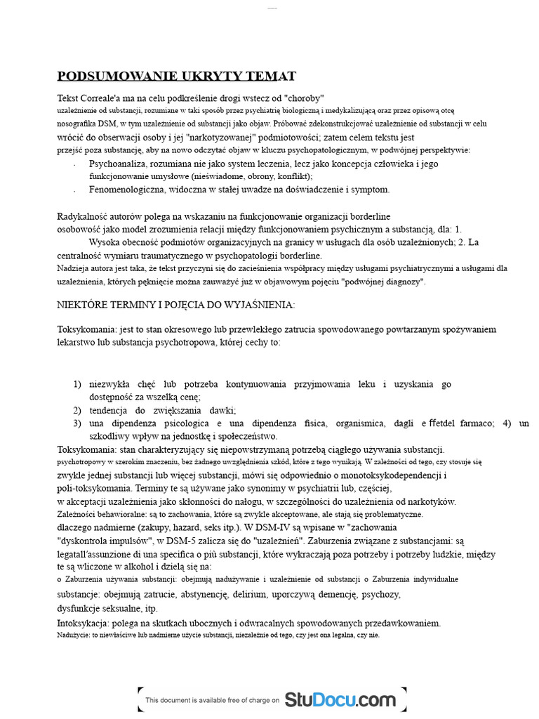 PODSUMOWANIE Ukryty Temat | PDF