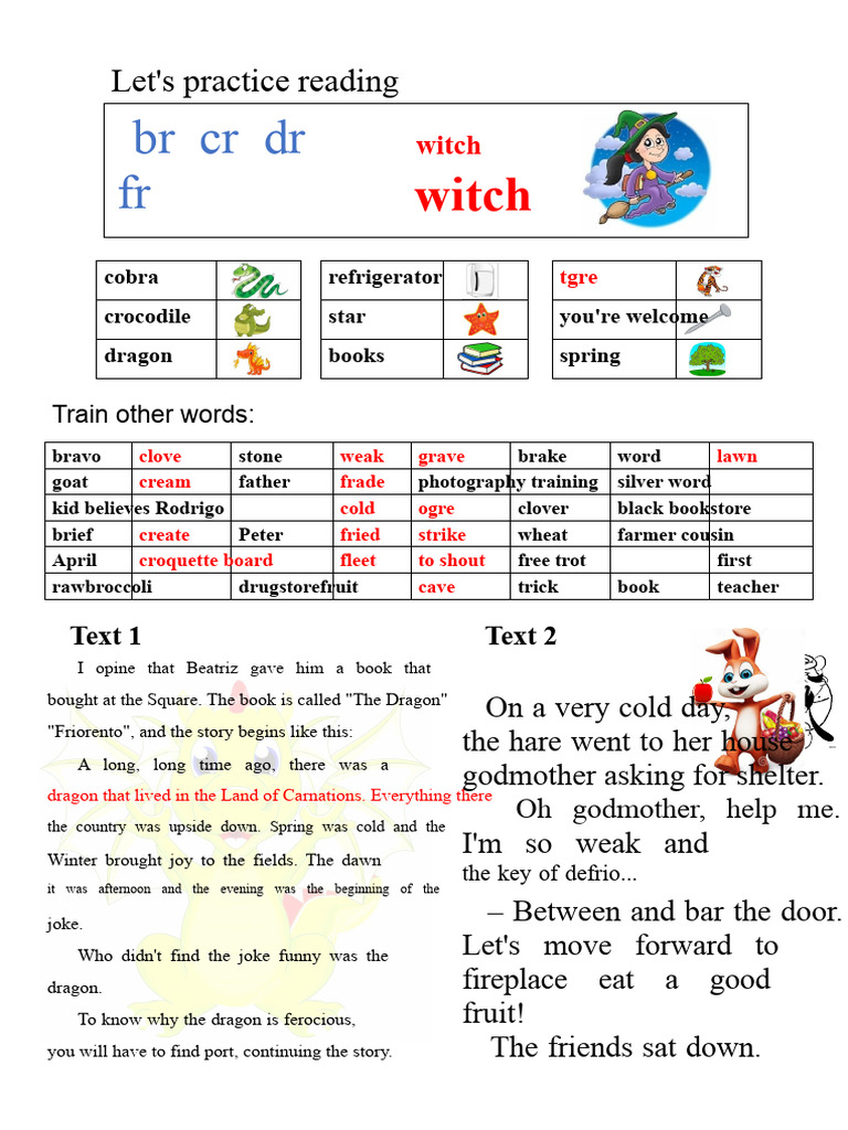 Let's Practice Reading BR, CR, DR, Fr.. | PDF